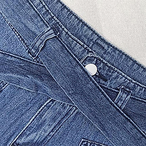 utcoco Women's Casual Loose Fit Palazzo Pants Hight Waisted Wide Leg Denim Jeans (16, Blue)