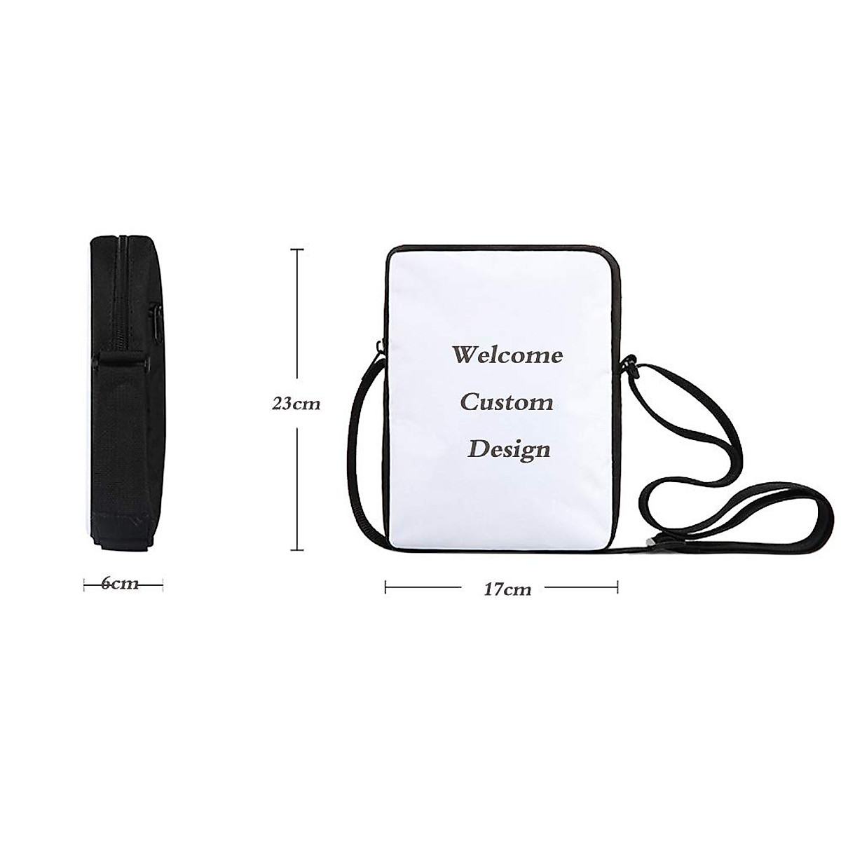 NDISTIN Gray Wolf Drawing Art Adjustable Shoulder Hand Bag Cartoon Messenger Handbag Cellphone Pouch Purse White Schoolbag Small Purse Girls Cross-body Messenger Bag