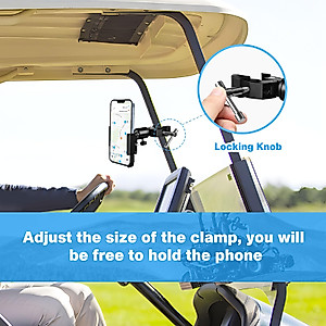 Codyofwatar Phone Holder with Clamp for Golf Cart, All Metal Universal Phone Holder Handlebar Mount Clamp for Golf, Stroller, Bicycle, Bike, Wheelchair