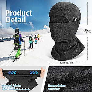 DAFIFO Winter Balaclava Ski Mask for Men Women, Windproof Thermal Face Mask Cold Weather Scarf for Cycling Skiing Climbing (Black+Gray)