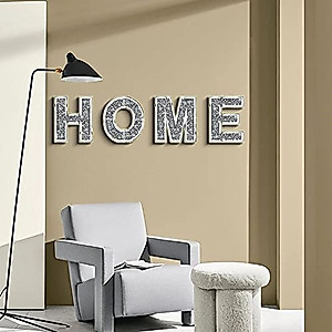 4 pcs Independent Letters Home.Glam Crystal Diamond Letters.Silver Mirror Glass Home Decoration for Wall, Fireplace, Bookshelf and Table.