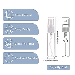 BENECREAT 25 Pack 10ml Small Glass Perfume Bottle Clear Fine Mist Spray Bottles for Essential Oils, Perfume and Cleaning Liquid