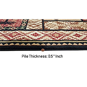 HR Cabin 906 Nature and Animals Area Rug 5'2" x 7'2" Contemporary Geometric Design Fish/Moose/Bear/Lodge