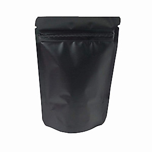 PABCK 100 Pcs 3.5x5.1 inch Matte Black Resealable Stand Up Bags with Window Heat Seal Bulk Food Storage Packaging Foil Pouches