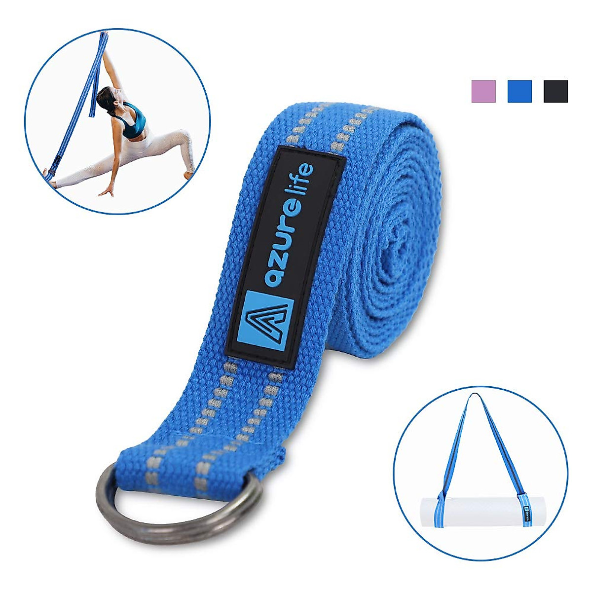 A AZURELIFE Premium2 in 1 Yoga Mat Strap, Adjustable Anti-slip Yoga Mat Carrier Sling for Carrying, Doubles As Stretch Bands