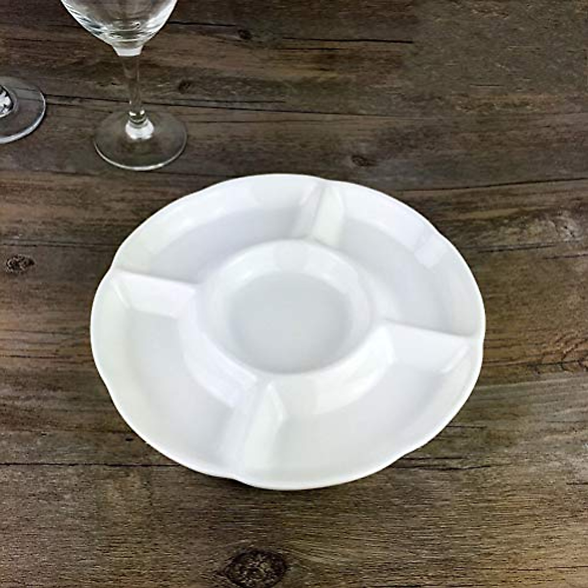 DOITOOL Serving Platter Compartment Snack Serving Tray Serving Bowls for Parties Chips and Dip Veggies Candy and Snack (White) Blue Candy