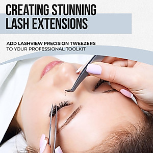 LASHVIEW Lash Tweezer, High Precision Stainless Steel Volume Eyelash Tweezers, Eyelash Extension Tweezers for Profissional Grafting lash Extension, LT02