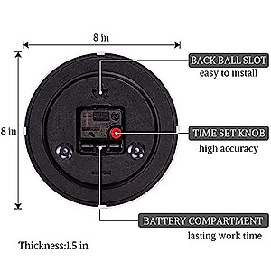 SAC SMARTEN ARTS 8" Silent Quartz Wall Clock Non-Ticking Digital Silver Wall Clocks