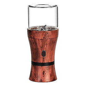 King Kut Rechargeable Wood Grain Electric Herb Spice Grinder Dry Herb Smart Grinder with 2 Herb Collection Jars 50ml 1000 mAh Portable Herb Grinder