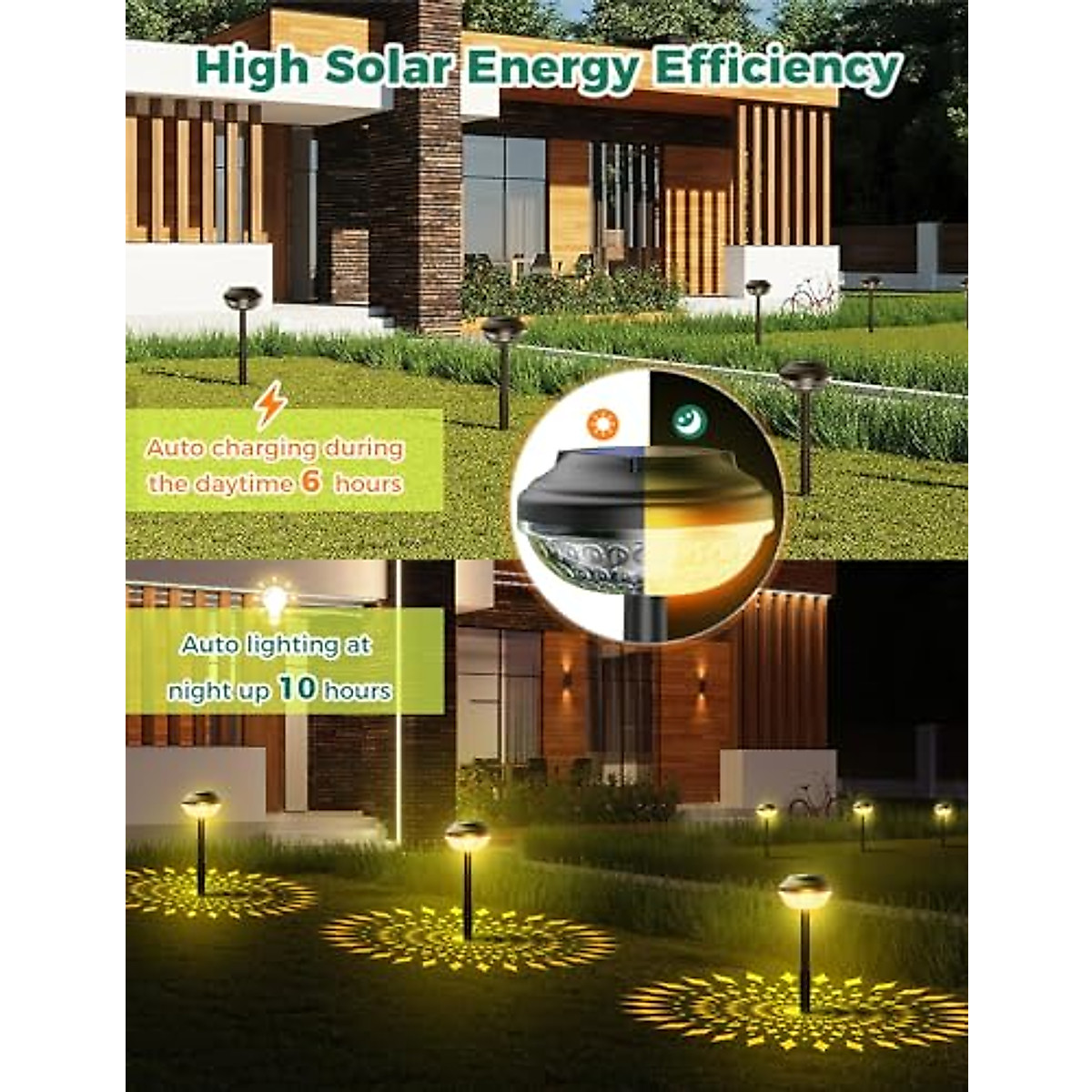 Staffzille Solar Pathway Lights 8 Pack, Solar Lights Outdoor Waterproof IPX5, 200lm Brightness Up to 10 Hours Auto On/Off Decorative Solar Lights for Outside Garden, Landscape, Yard, Patio, Driveway