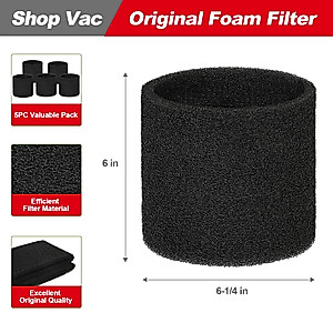 Shop-Vac 6 Gallon 3.0 Peak HP Wet Dry Vacuum+ 90585 Foam Sleeve Filter