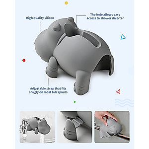 Mandoo Faucet Cover Bathtub Baby, Bath Spout Cover for Baby, Bath Faucet Cover for Kids, Tub Spout Cover Bathtub Faucet Cover Kids Safety, Protection Baby Universal Bath Silicone Toys Grey Hippo