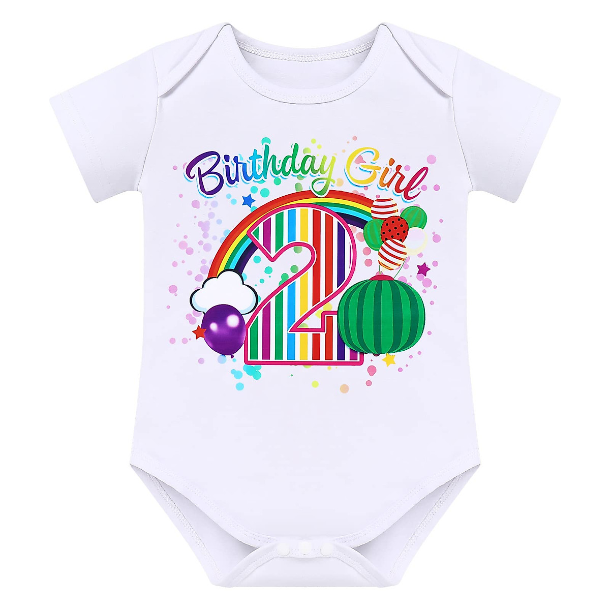 ODASDO Rainbow Melon 2nd Birthday Outfit for Baby Girl I'm Two Years Old Party Cake Smash Photo Shooting Romper Shiny Colorful Sequin Pants Bowknot Headband 3pcs Set Fall Spring Clothing 2nd 2T