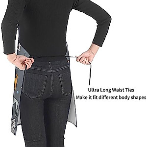 Perinsto Cute Dogs Animal (Dark Grey) Waterproof Apron With 2 Pockets Kitchen Chef Aprons Bibs For Cooking Baking Painting Gardening Grooming