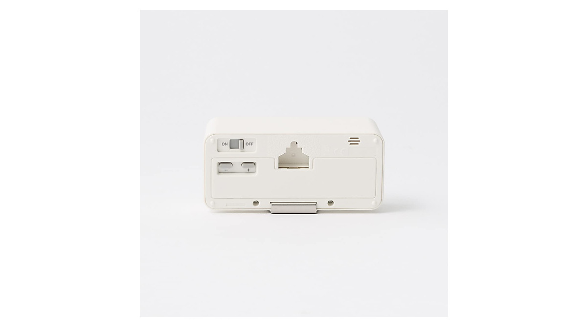 MUJI Digital Clock with Alarm - Small White LCD Clock for Home