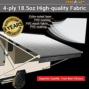 YESCAMP RV Awning Fabric Replacement Heavy Duty Weatherproof 4-Ply 18.5oz Vinyl Camper Awning Fabric - Universal Outdoor Canopy for Camper, Trailer, and Motorhome