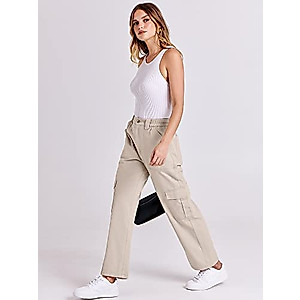 ANRABESS Women's Cargo Pants High Waisted Baggy Multiple Pockets Casual Work Pants Trendy Fashion Relaxed Fit Trousers Y2k for Teen Girls 1017mihuang-L