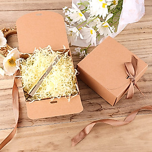 AIEX 12 Pcs Gift Boxes with Lids, 4.5" x4.5"x2" Present Boxes Square Gift Box with Champagne Wrap Ribbons, Gift Wrap Boxes for Birthday Wedding Party Christmas Chocolate Candy (Brown)