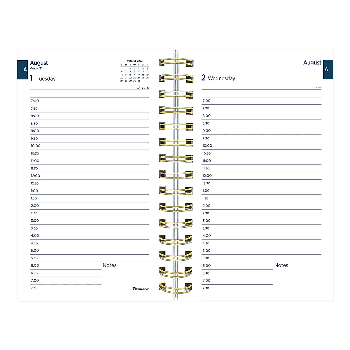 Blueline Essential Academic Daily/Monthly Planner, August 2023 to July 2024, Gold Twin-Wire Binding, Poly Cover, 8" x 5", Blossom Design, Yellow (CA214PG.02-24)