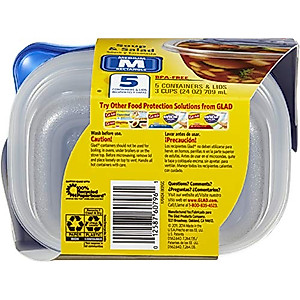 GladWare Soup & Salad Food Storage Containers for Everyday Use | Medium Rectangle Containers for Food Storage | Containers Hold up to 24 Oz(Pack of 5)
