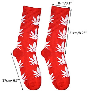 Lystaii 5 Pairs Weed Leaf Printed Cotton Socks Unisex Maple Leaf Printed Socks (Multicolor, Large)