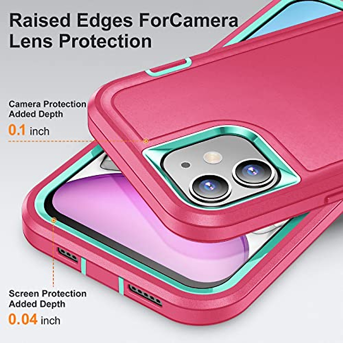BaHaHoues for iPhone 11 Case, iPhone 11 Phone Case with Built in Kickstand,Shockproof/Dustproof/Drop Proof Military Grade Protective Cover for iPhone 11 6.1 inch (Pink/Aqua Blue)