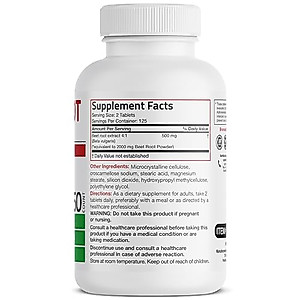 Bronson Beet Root Extra Strength (Equivalent to 2000mg Beet Root per Serving from 500mg 4:1 Extract), Non-GMO, 250 Vegetarian Tablets