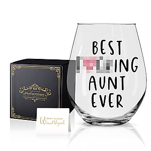 Perfectinsoy Best Aunt Ever Wine Glass with Gift Box, Funny Aunt Gift, Evening Mug, Unique Romantic Gift Idea for Her, Wife, Aunt, New Aunt, Grandma, Daughter, Gift Idea for Aunt