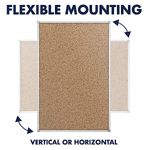 Quartet Mead Corkboard, Framed Bulletin Board, 4' x 3', Cork Board, Aluminum Frame (85362)