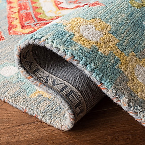 SAFAVIEH Aspen Collection Accent Rug - 4' x 6', Grey & Red, Handmade Boho Diamond Braided Tassel Wool, Ideal for High Traffic Areas in Entryway, Living Room, Bedroom (APN119F)