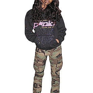 Sunwittafy Y2k Hoodie Men Women Spider Hoodie Pink Retro Oversized Loose Sweatshirts Hip Hop Trendy Jacket 2023