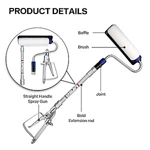 Airless Paint Sprayer Roller Inner Feed for High Pressure Airless Spray Gun with Wand Power Wall Brush Self-Priming Paint Roller 11.8 inch Extension Pole