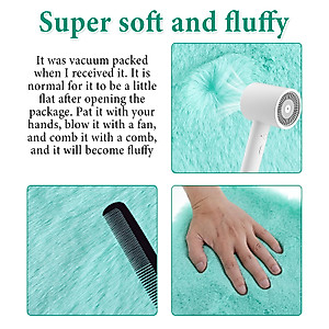 10 Inches Faux Fur Seat Cushion Mini Rug Fluffy Soft Rug Cushion Small Square Faux Fur Rug Photography Props Background Nail Mat Fluffy Chair Pad for Living Room Sofa Bedroom Floor(Lake Blue)