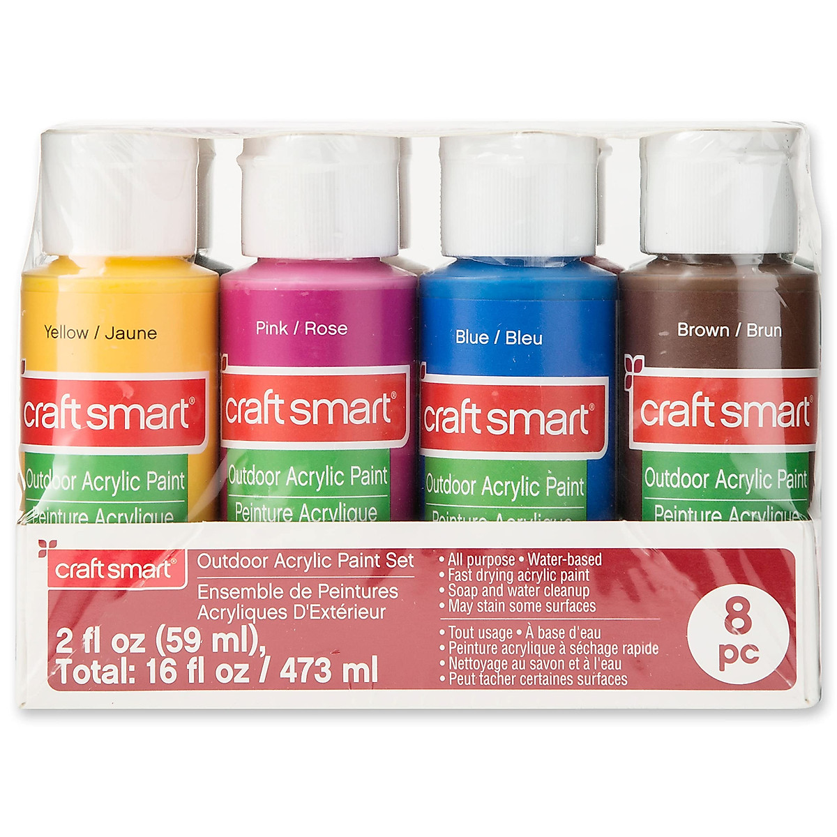Craft Smart 8 Assorted Outdoor Acrylic Paint Set Non-Toxic Paint For Drawing, Painting, Art & Crafts Supplies - 1 Pack