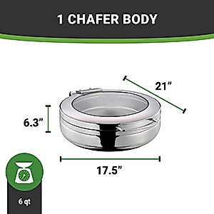 Restaurantware 6 Qt Chafing Dish 1 Induction Ready Serving Chafer - With Glass Window Round Silver Stainless Steel Buffet Chafer Chafer Frame Sold Separately For Parties And Events