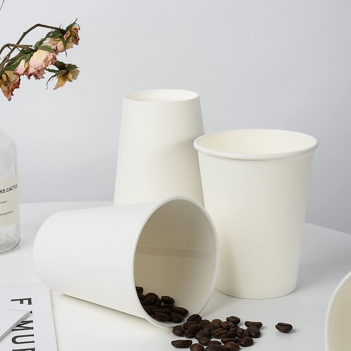 YEEHAW 12 oz 500 Pack Disposable Paper Coffee Cups, Bulk White Hot to Go Cups for Hot Coffee, Hot Liquid, Chocolate, Juice, Hot Beverage Drinkings, Ideal for Cafes, Bistros, Office and Family