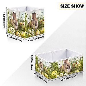 RunningBear Easter Eggs Rabbit Storage Basket Storage Bin Square Collapsible Toy Bins Empty Gift Baskets Organizer for Office Outside Cars