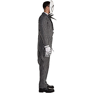 Amscan Jack Skellington Costume for Adults, Disney, Nightmare Before Christmas, Standard Size, with Accessories