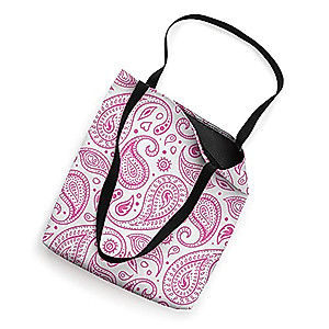 White and Pink Paisley Pattern Bandana Tote Bag