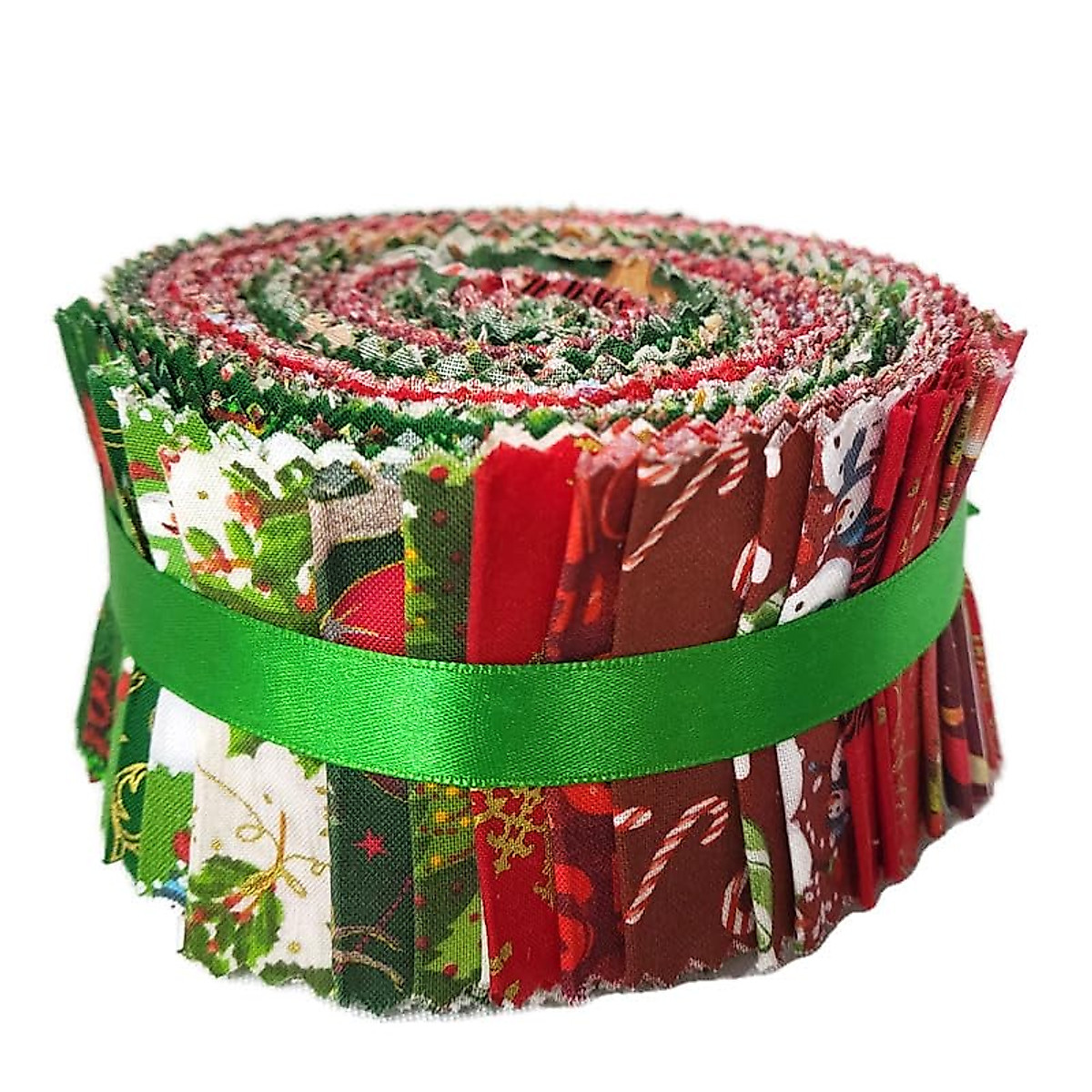 Jelly Roll - Christmas Winter Holidays Reds Greens Seasonal 2.5" Strips Roll-Up Bundle Quilter's Cotton Fabric Precuts (M528.14)