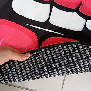 Rugendary Smoking Marijuana Hypebeast Rug Decor Funny Cool Lip Rug Lip Shaped Carpet Weed Rug Black Non Slip Thick and Soft Carpet (2x3 ft.)