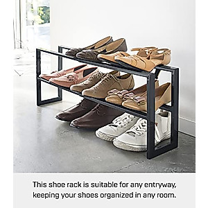 Yamazaki Home Expanding Shoe Rack, Metal, Adjustable Steel One Size Black