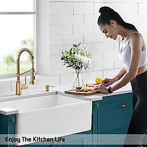 LYNNADO Farmhouse Sink 36 inch Fireclay Farm Kithen Sink Apron Sink Single Bowl with Bottom Grid in & Drain, White Color(LYDO3618W)