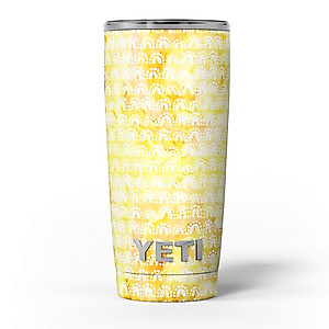 Design Skinz The Watercolor Yellow Surface with White Semi-Circles - Skin Decal Vinyl Wrap Kit Compatible with The Yeti Rambler Cooler Tumbler Cups