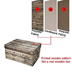 Livememory Foldable Storage Bin Fabric Decorative Storage Box with Lid and Handles for Office, Bedroom, Closet, Toys L15.7 x W11.8 x H7.9 Inches (Not Made of Wood)