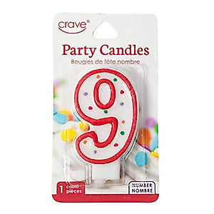 Jacent Polka Dot Number Birthday Candle Cake Topper - #9 Candle