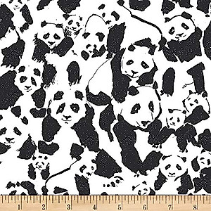 Art Gallery Fabrics Art Gallery Canvas Pandalicious Pandalings Pod Assured Fabric, Black