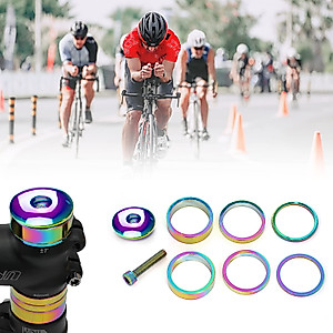 MEISCHE 1 1/8 Inch Headset Spacer with Stem Top Cap Bolt Kit Rainbow 28.6mm Fork Tube Washer Cover