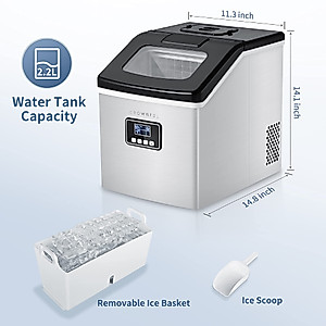 CROWNFUL Ice Maker Machine Countertop, 40LBS/24H, 24 Clear Ice Cubes in 13 Mins, Auto Self-Cleaning, LCD Display, Compact Portable Ice Maker with Scoop and Basket for Home/Office/Kitchen/Bar