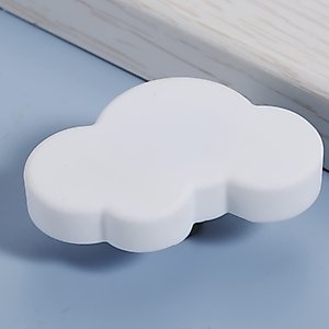 Mgoodoo Cloud Cartoon Kids Room Knob, 4.5cm Cute White Dresser Handles Soft Rubber Decor Pull for Door Wardrobe Toy Organizer Box Bookcase Bedroom Single Hole